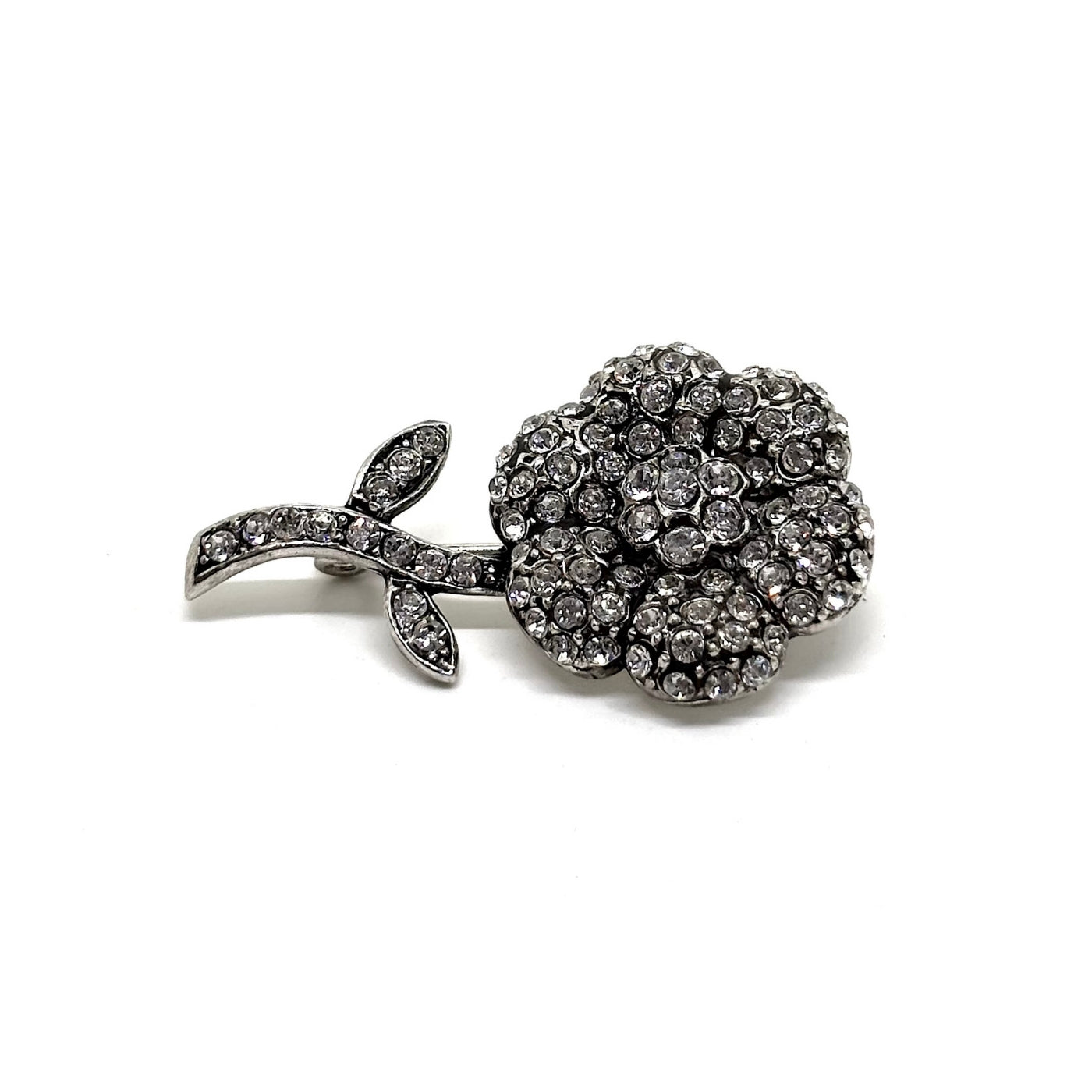 Silver Flower Garden Collection - White Sparkling Silver Flower Brooch ...